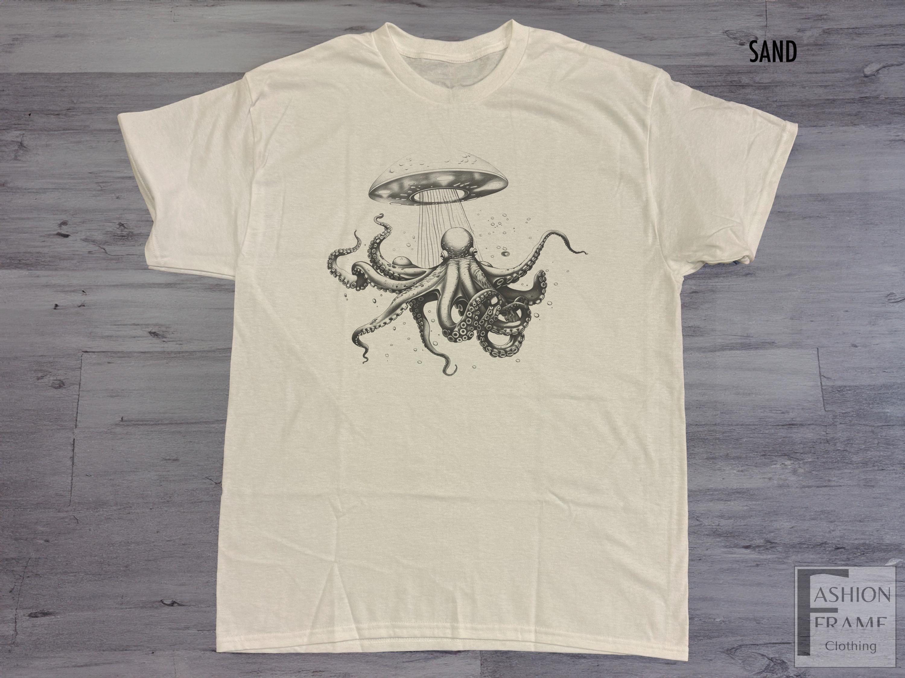Vintage Retro Octopus Ufo Shirt, Cool Alien Octopus Art Tshirt, Cool ...