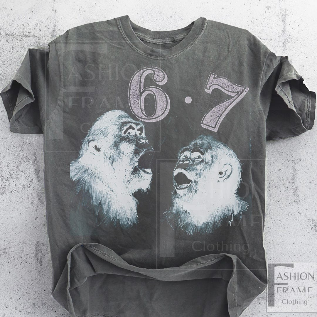 76 Yeeted Monkey Retro Graphic T-shirts, Six Seven, 6-7 Vintage Comfort ...