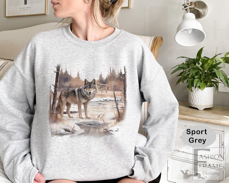 Vintage Retro Wolf Wilderness Scene Sweatshirt 90s Y2K Vintage Rawling ...