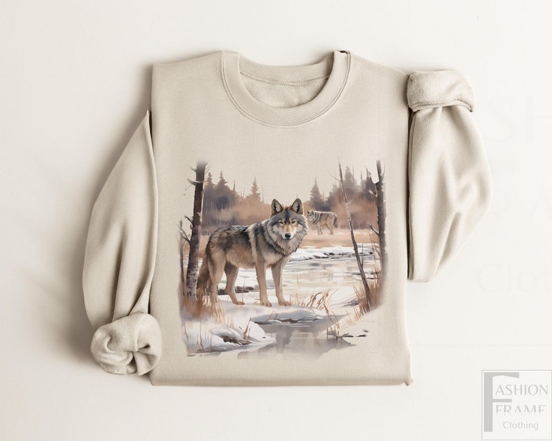 Vintage Retro Wolf Wilderness Scene Sweatshirt 90s Y2K Vintage Rawling ...