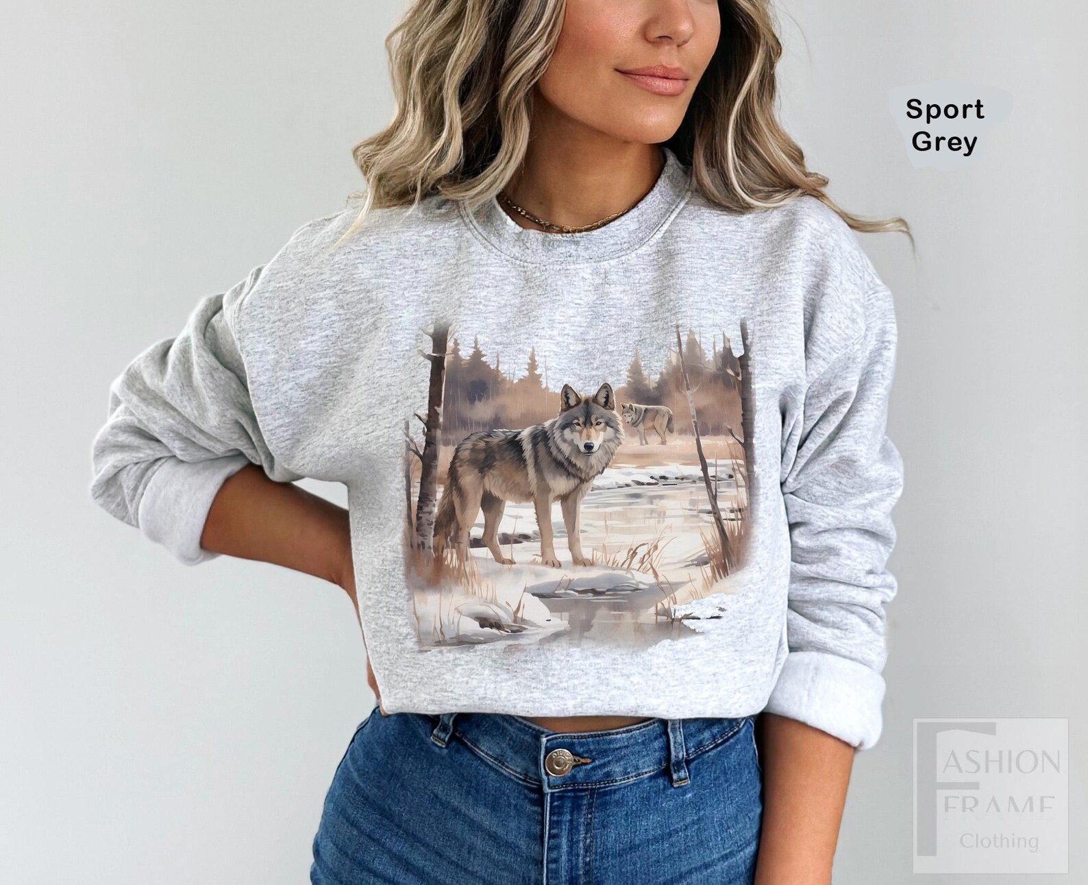 Vintage Retro Wolf Wilderness Scene Sweatshirt 90s Y2K Vintage Rawling ...