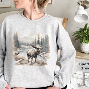 Vintage Retro Bull Moose Sweatshirt 90s Wilderness Scene Winter ...