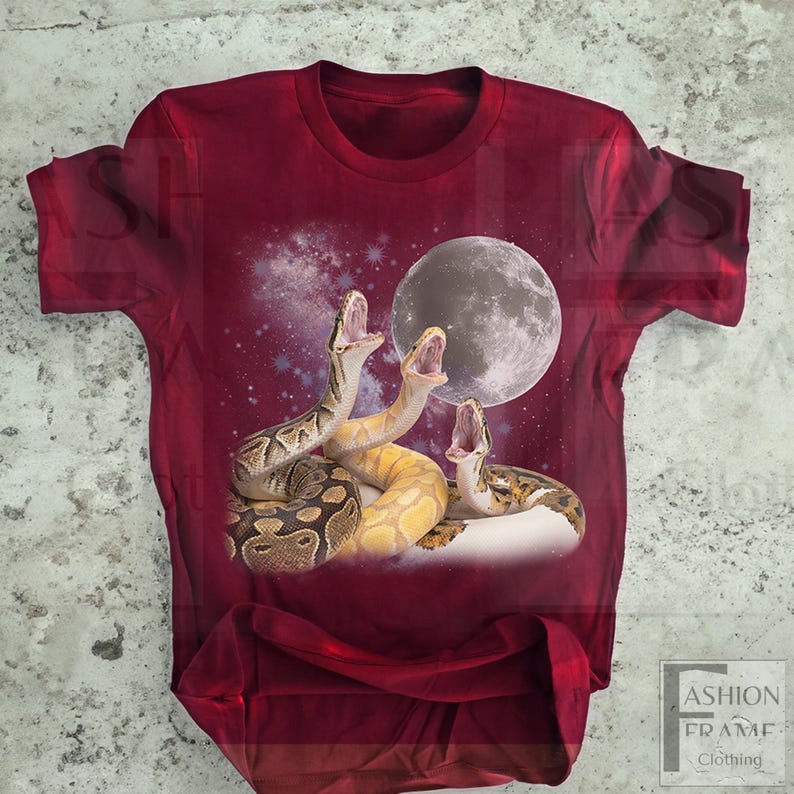 Three Ball Python Graphic T-shirts, Retro Python Moon Shirt, Funny ...