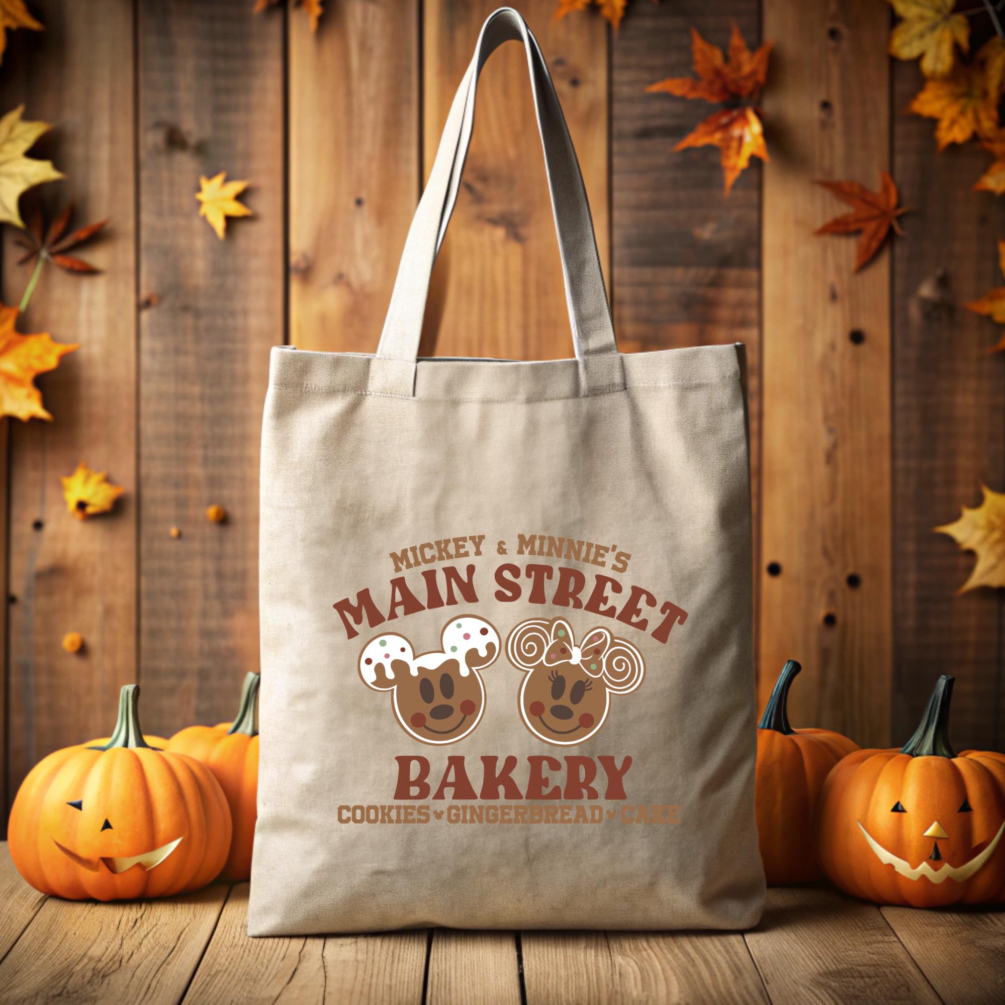 Mickey Minnie Main Street Bakery Tote Bag, Christmas Gingerbread Tote ...