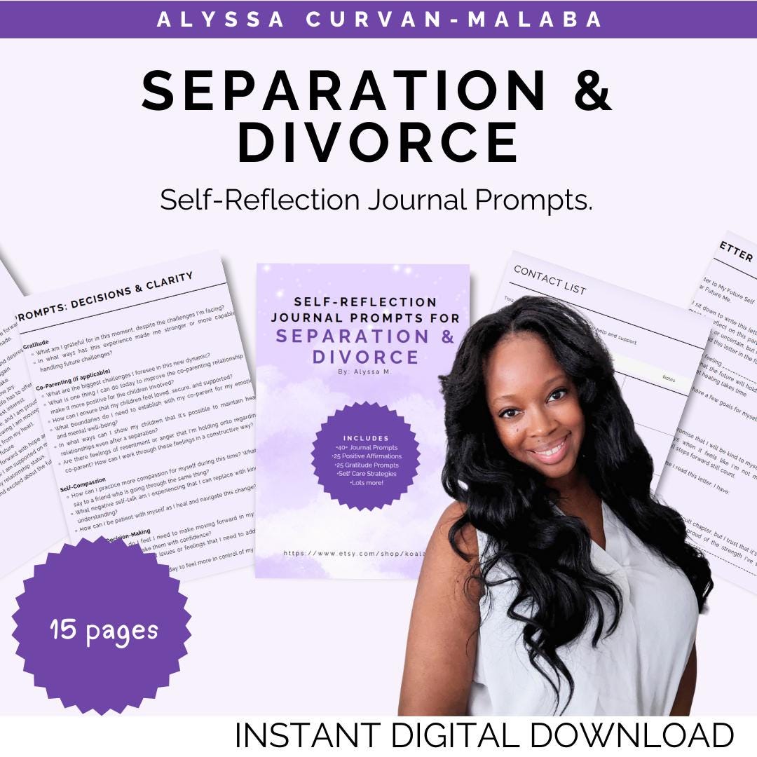 Journal Prompts for Separation and Divorce - DIGITAL DOWNLOAD, Divorce ...