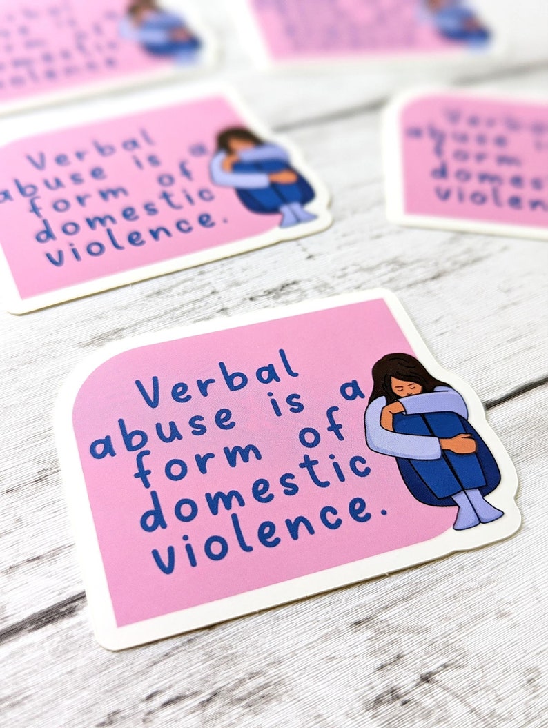 VINYL STICKER verbal Abuse is Violence Waterproof Sticker Motivational ...