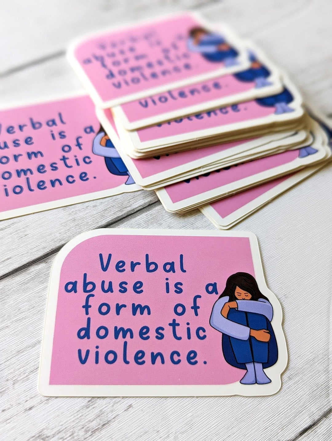 VINYL STICKER verbal Abuse is Violence Waterproof Sticker Motivational ...