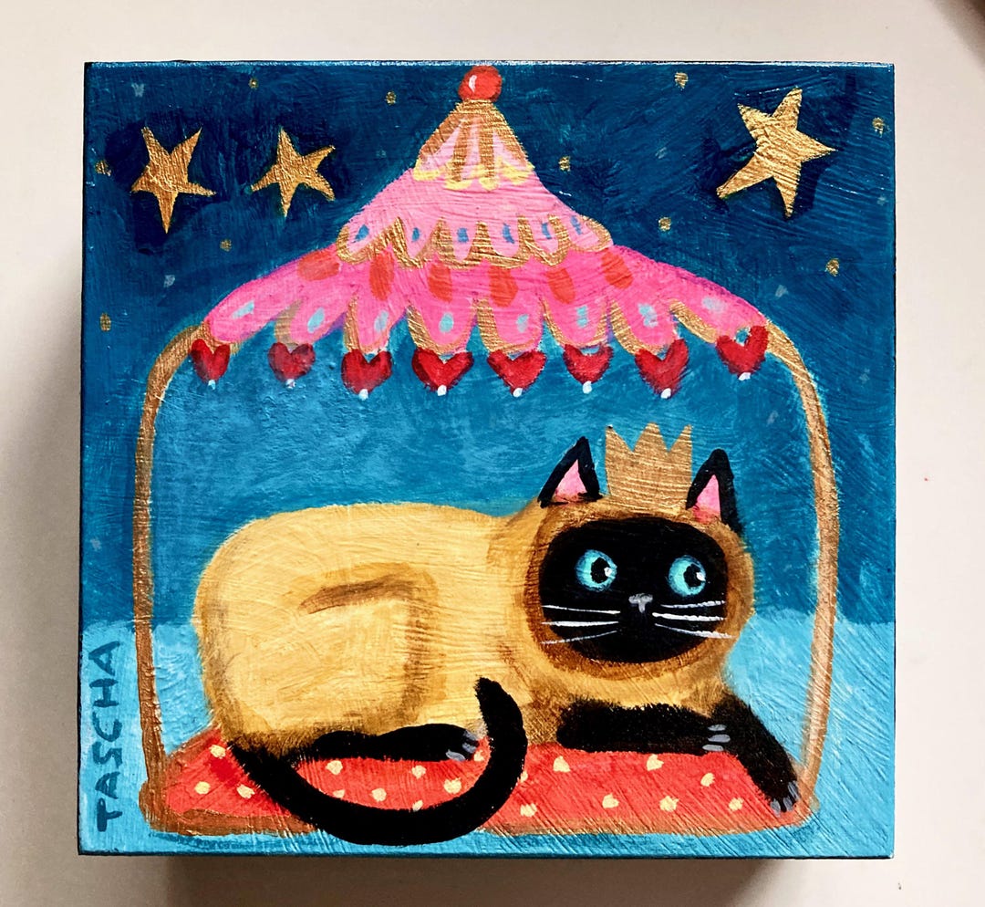 Original Queen Siamese Cat Painting Cute Seal Point Siamese Pet ...