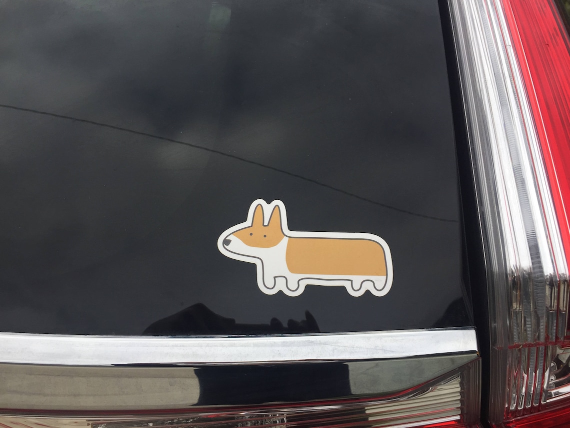 Corgi Car Window Decal Sticker Red and White | Etsy