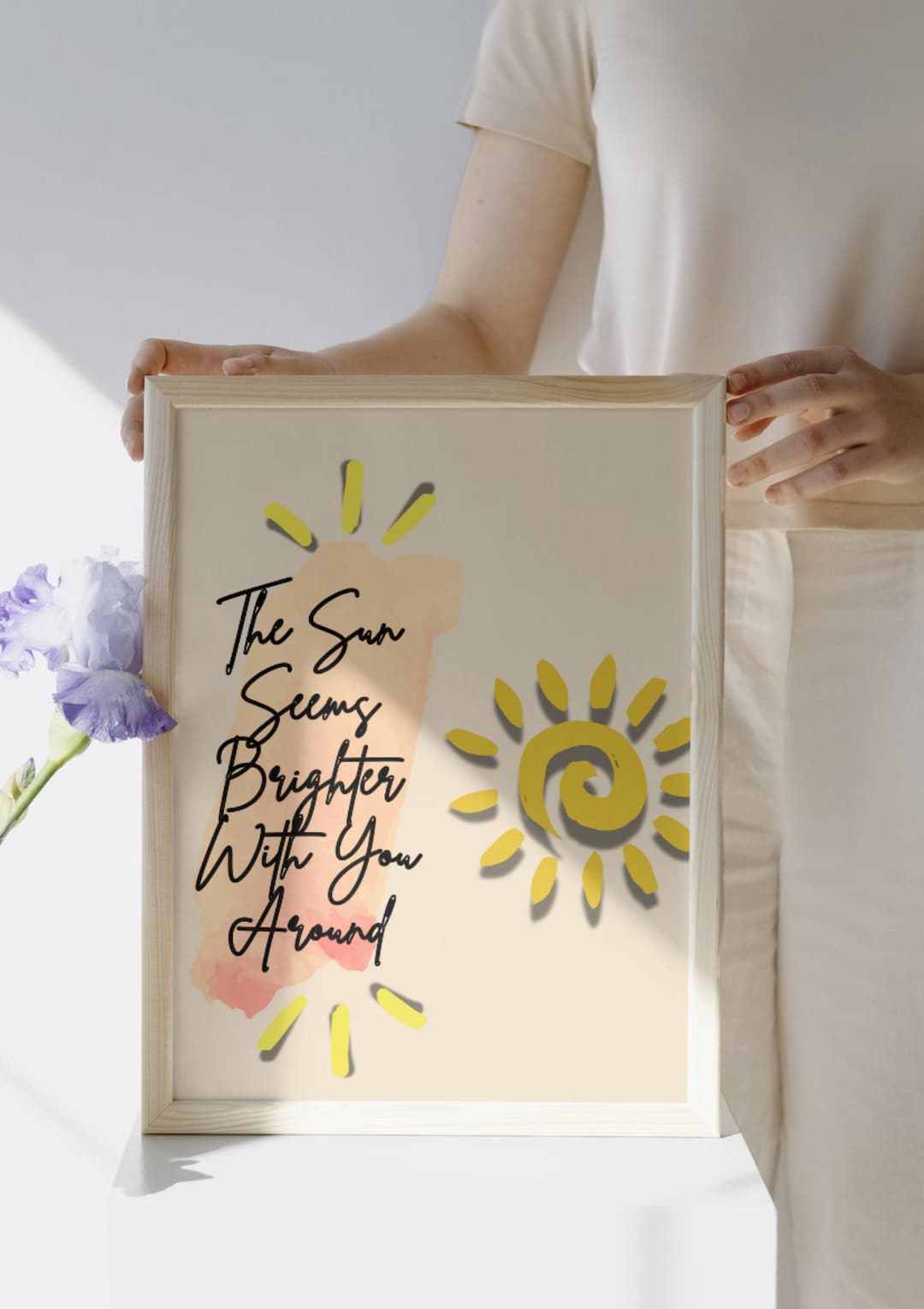 Yellow Sun Watercolor Print, Bright Abstract Art, Uplifting Quote ...
