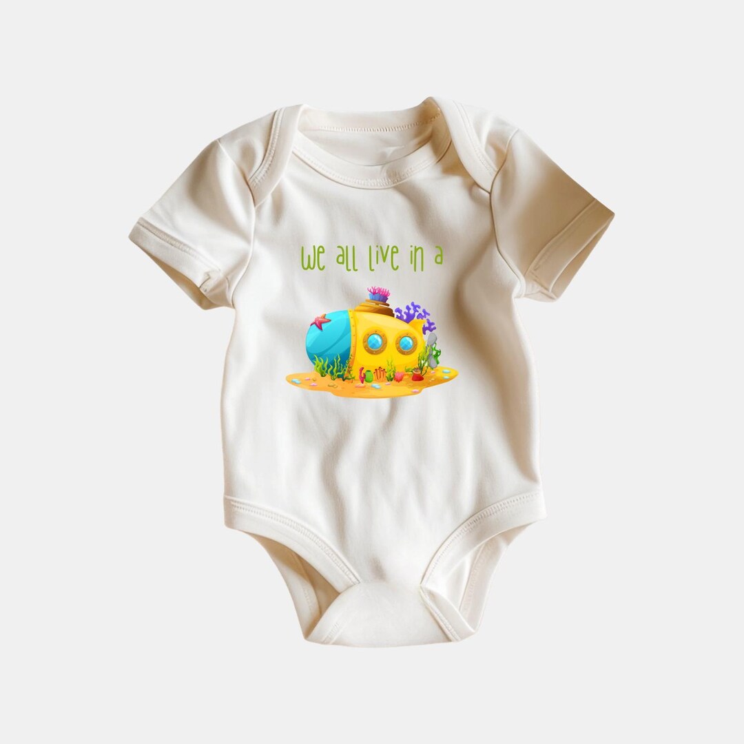 We All Live in a Submarine Baby Bodysuit, Cute Submarine Kids Shirt ...