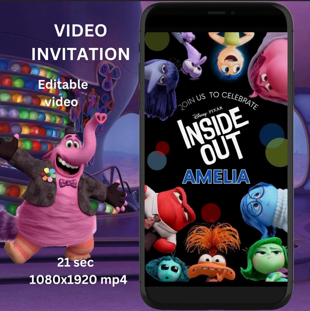 Inside Out 2, Birthday Invitation, Inside Out 2 Invitation, Inside Out ...