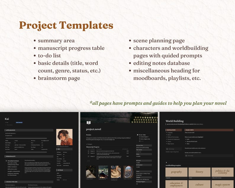 Dark Academia Writing Dashboard | Aesthetic Digital Hub Template for ...
