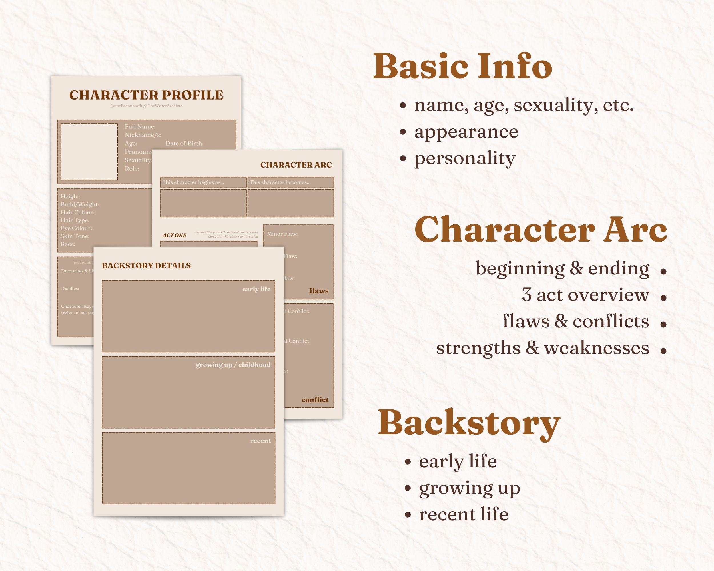Character Profile | Digital & Printable Character Template for Writers ...