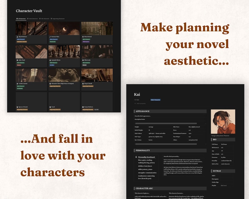 Notion Character Vault | Plan Your Characters With This Aesthetic ...