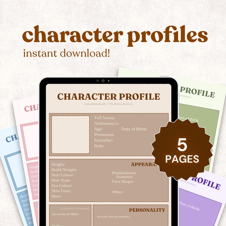 Character Profile Template: Plan & Develop Your Book Characters ...