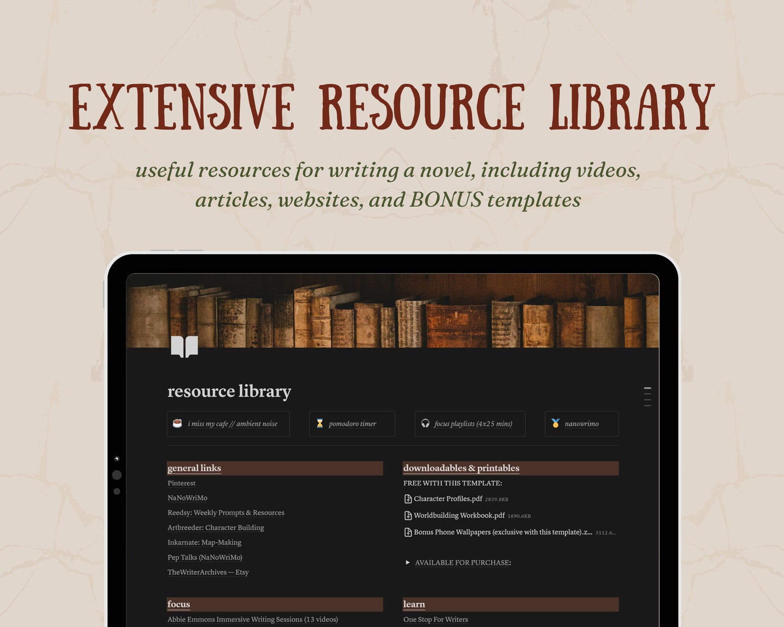 Dark Academia Writing Dashboard Aesthetic Digital Hub Template for ...