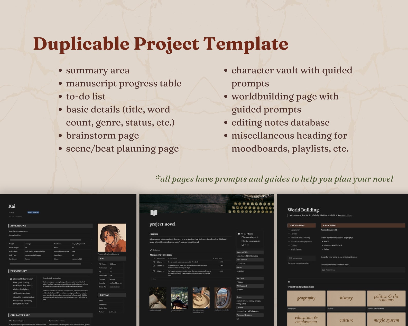 Dark Academia Writing Dashboard Aesthetic Digital Hub Template for ...