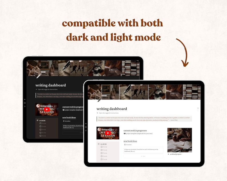 Dark Academia Writing Dashboard | Aesthetic Digital Hub Template for ...