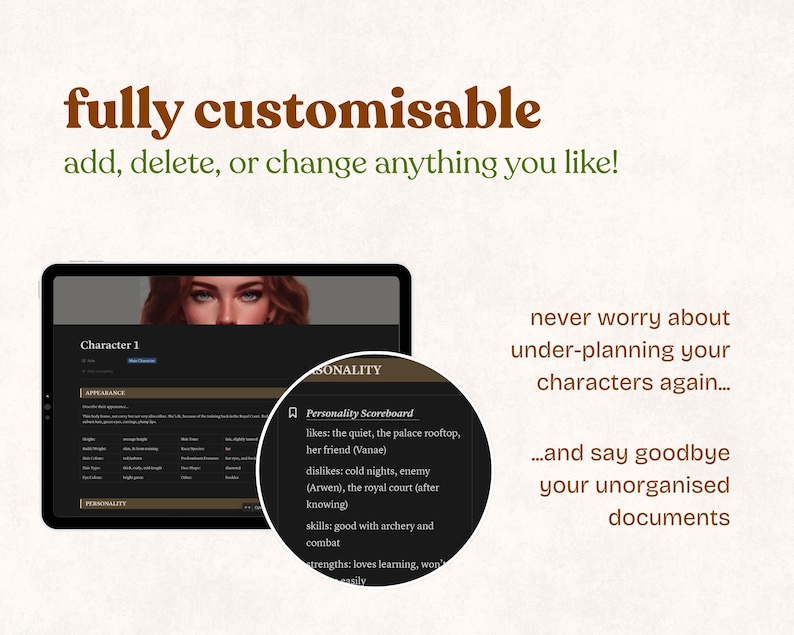 Notion Character Vault | Plan Your Characters With This Aesthetic ...