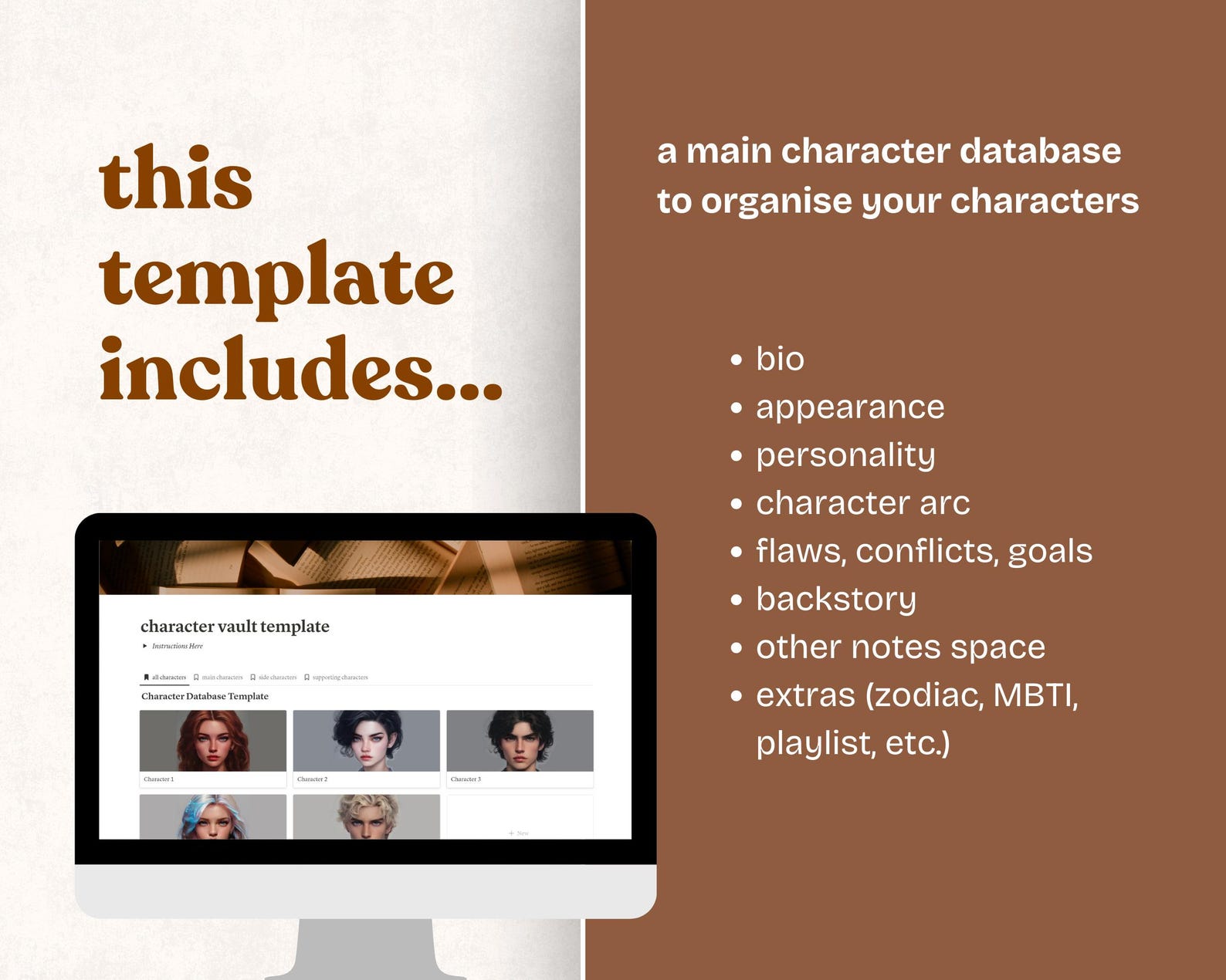 Notion Character Vault | Plan Your Characters With This Aesthetic ...