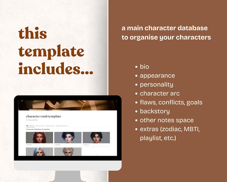 Notion Character Vault | Plan Your Characters With This Aesthetic ...