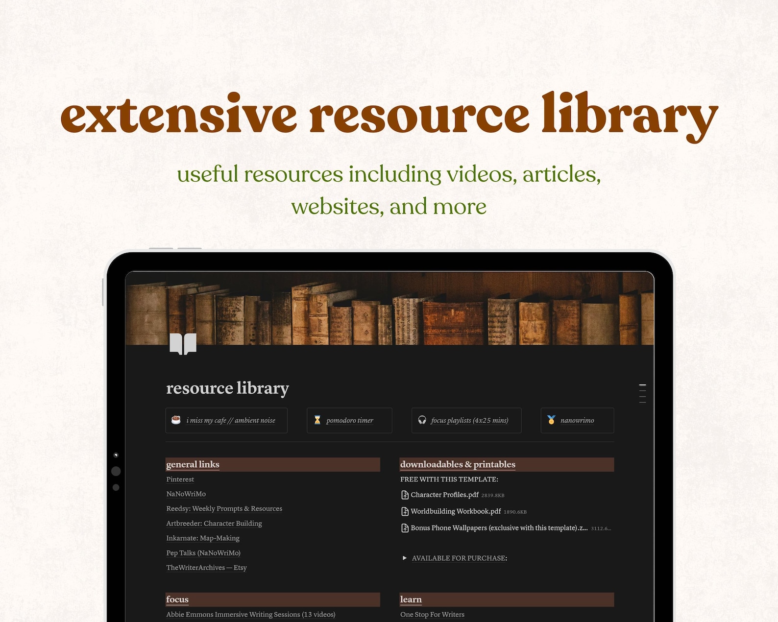 Dark Academia Writing Dashboard | Aesthetic Digital Hub Template for ...