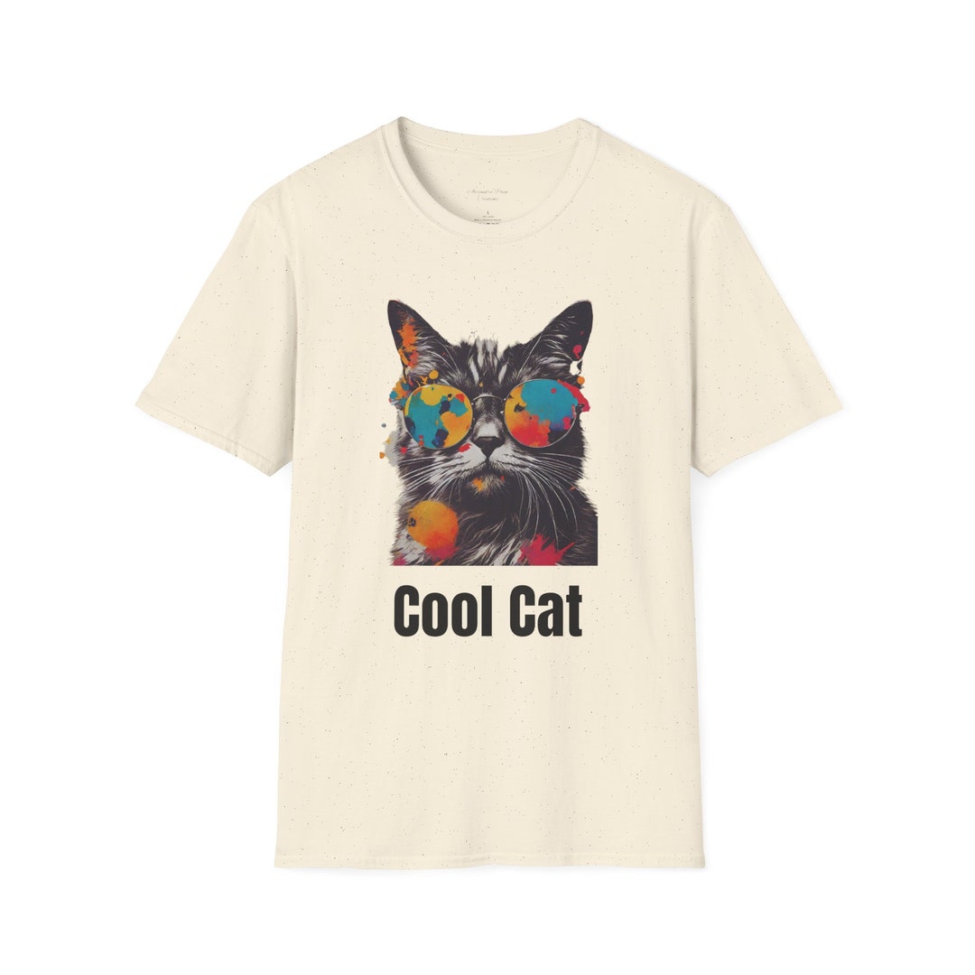 Unisex Softstyle T-shirt, Cool Cat Shirt, Cool Shirt, Cat Summer Shirt ...