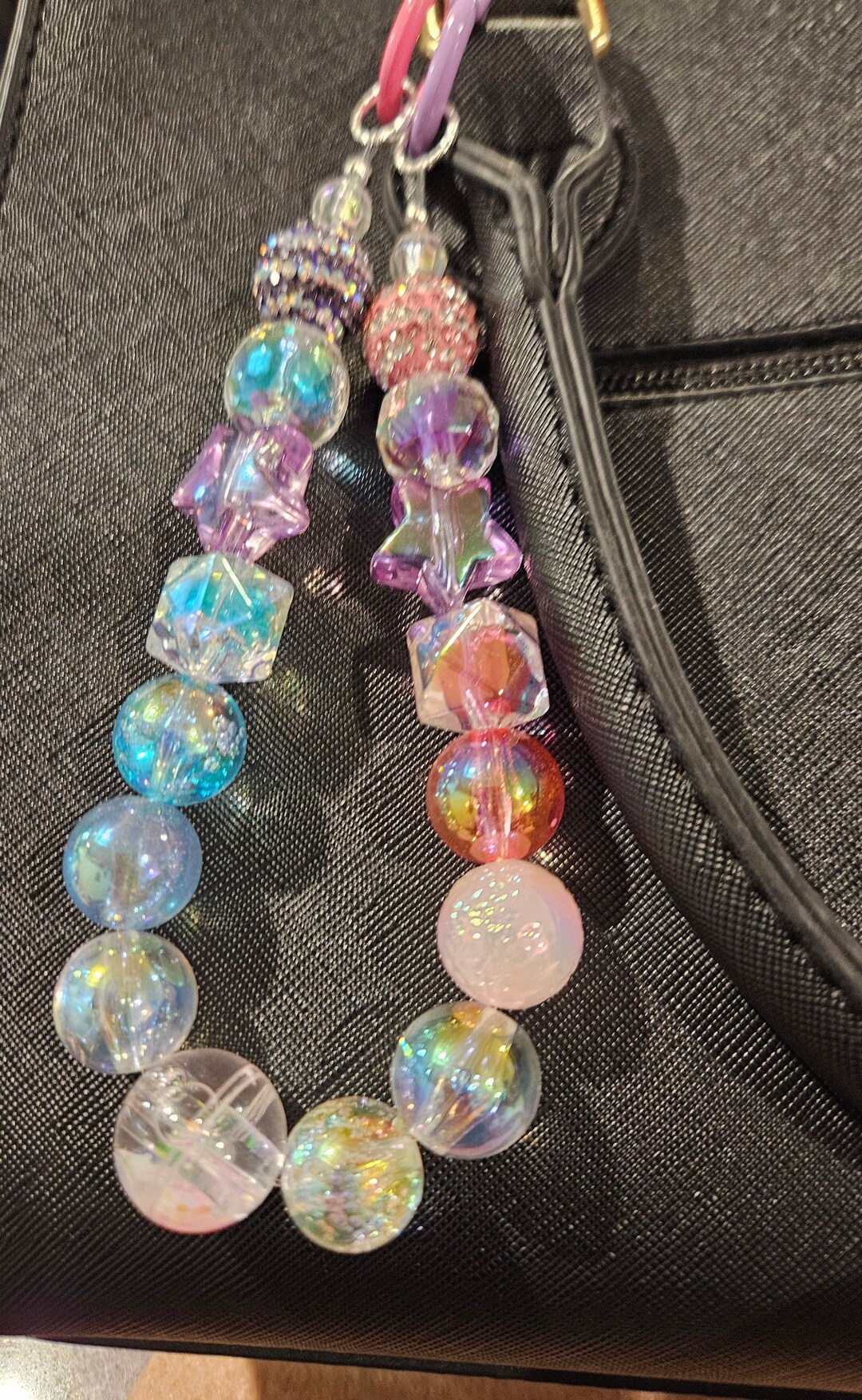 Handmade Sparkle Beaded Purse Chain, Backpack Chain, Beaded Phone Charm ...