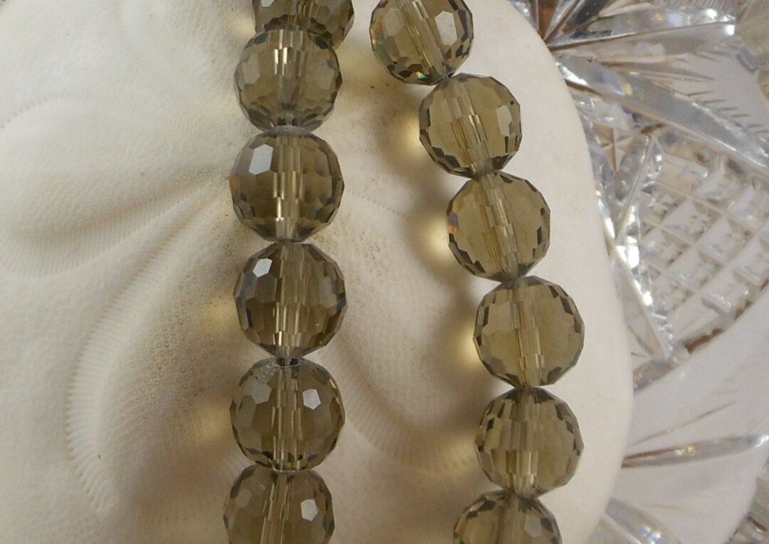 Crystal Beads 12mm Faceted Round Disco Balls Mediumsmoky Quartz qty 6 ...