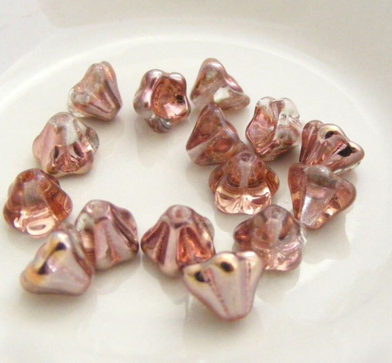 Czech Glass Bell Flower Beads 8x6mm Apollo Gold 10pk - Etsy