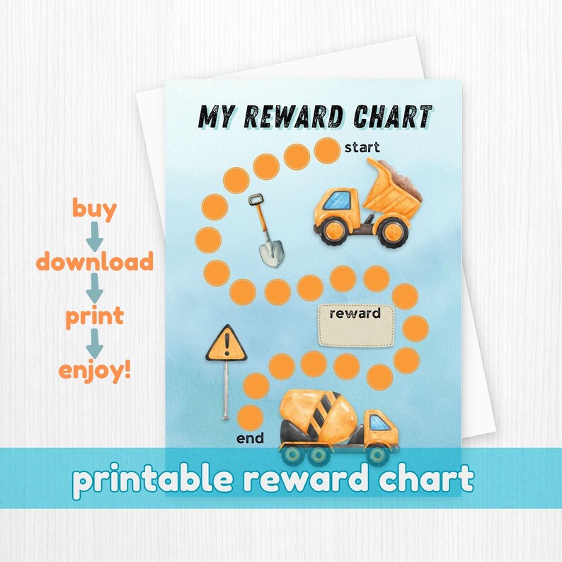 Reward Chart Toddler, Construction Reward Chart Boys, Potty Routine ...