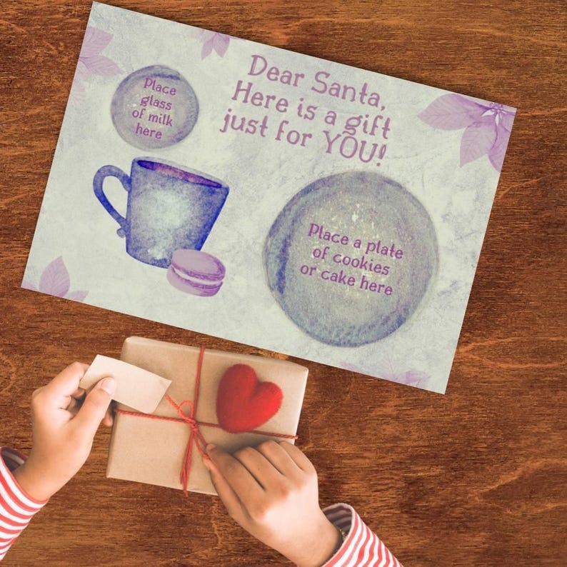 Printable Santa Cookie Tray, Milk and Cookies Placemat, Christmas ...