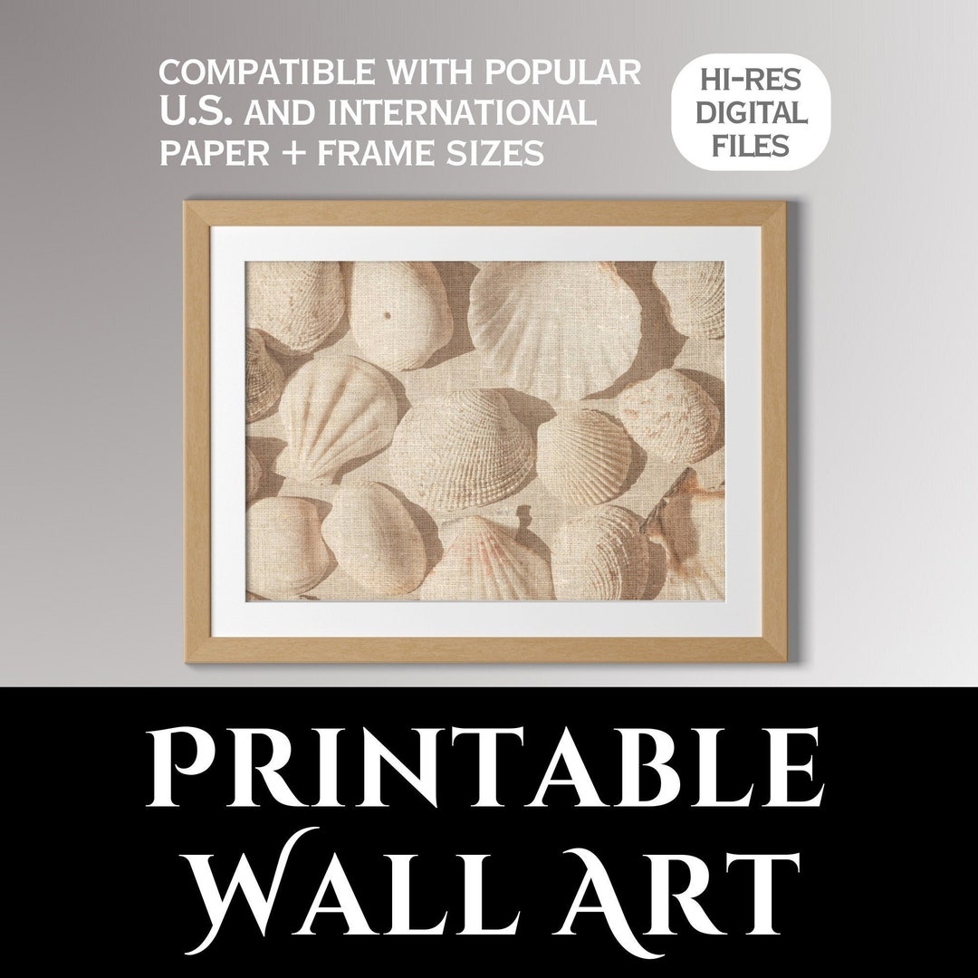 Neutral Shell Wall Art, Beach Printable Art, Ocean Print, Coastal Home ...