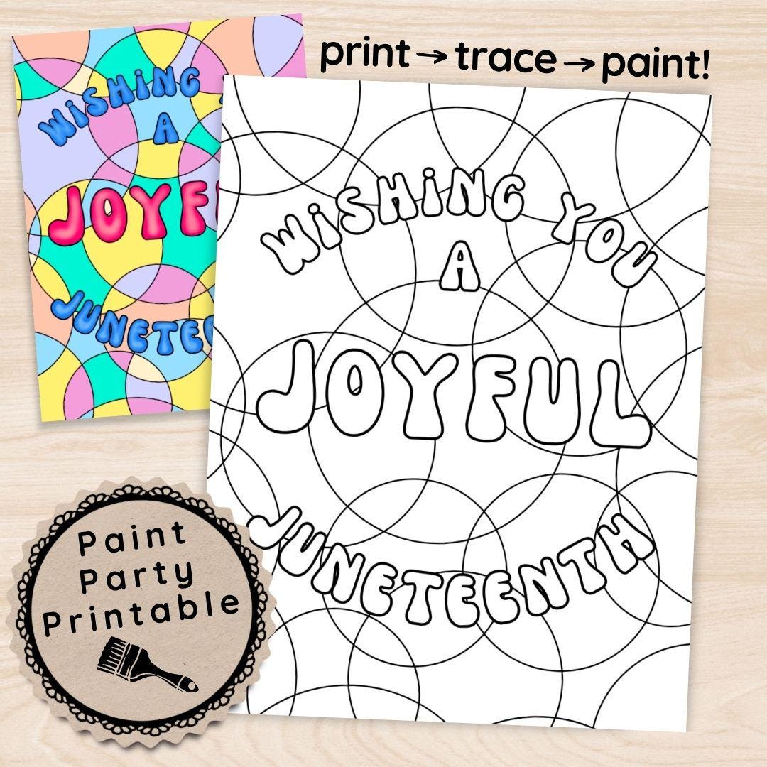 Happy Juneteenth Painting Template Kit, Black Emancipation Pre Drawn ...