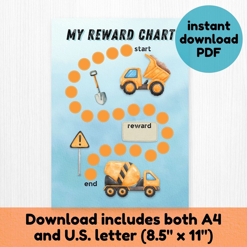 Reward Chart Toddler, Construction Reward Chart Boys, Potty Routine ...
