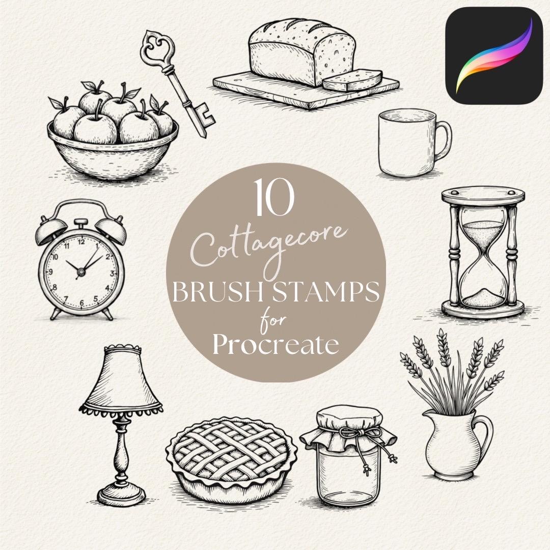 Cottagecore Procreate Stamp Set: 10 Simple Brushes for Grandmacore ...