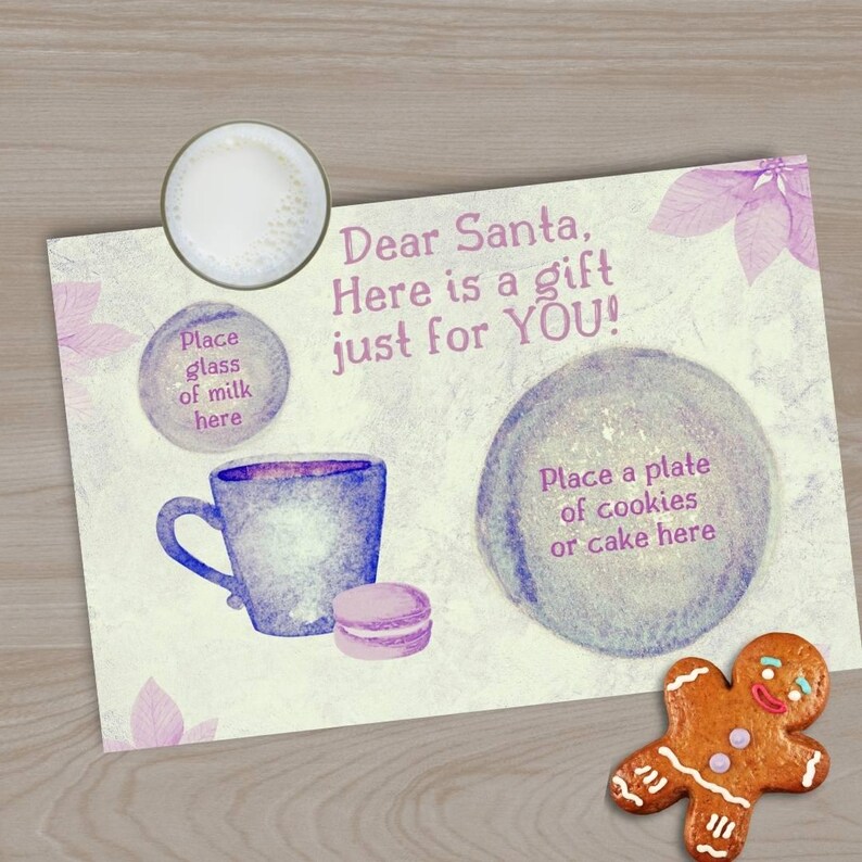 Printable Santa Cookie Tray, Milk and Cookies Placemat, Christmas ...