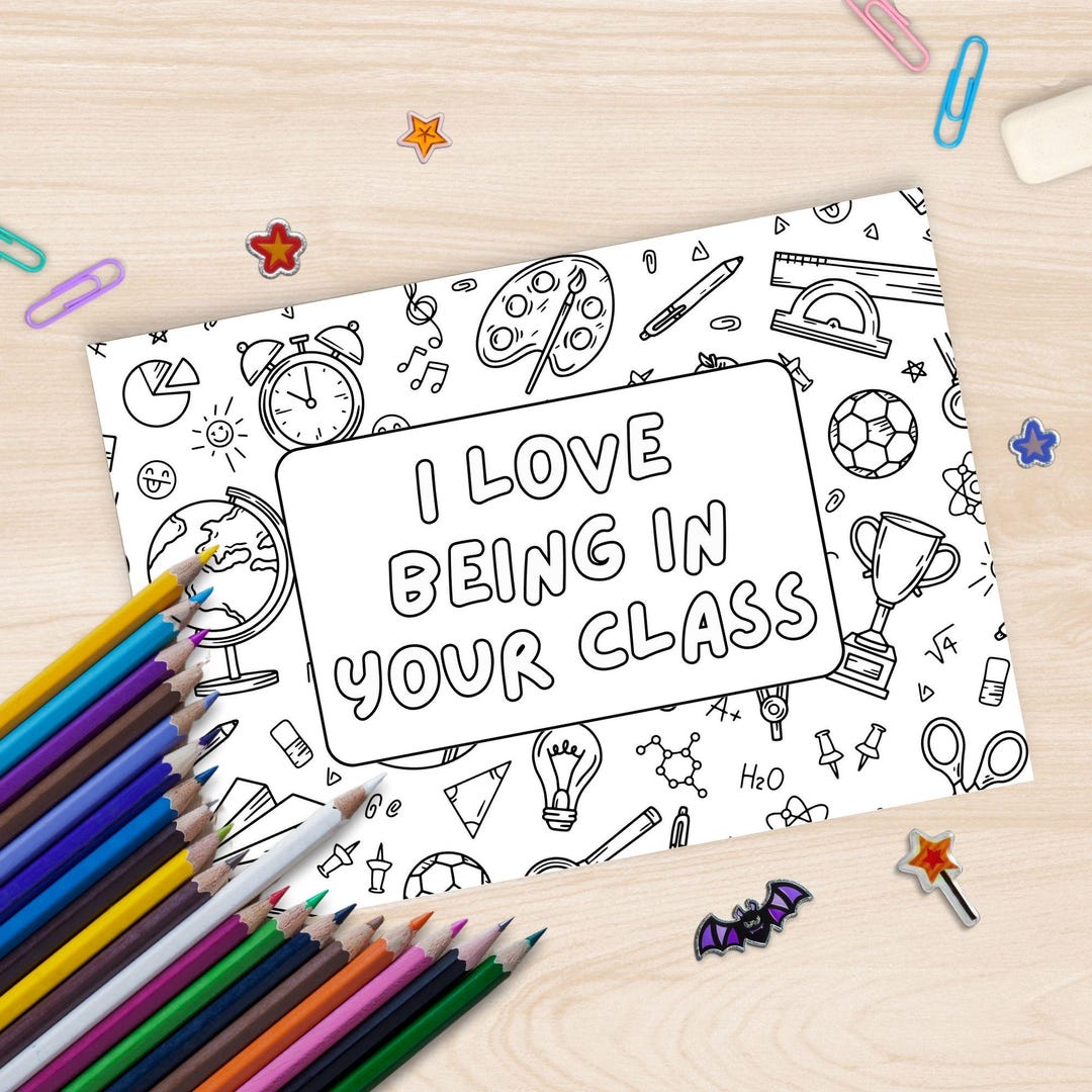Teacher Appreciation Gift Printable, Kids Coloring Page, Back-to-school ...