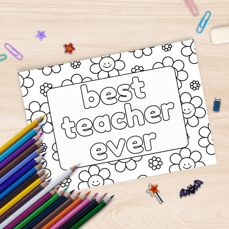 Best Teacher Appreciation Gift Printable, Kids Coloring Page, Colouring ...