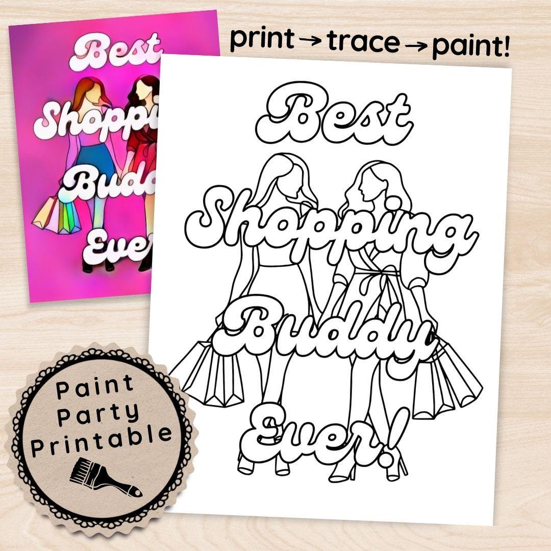 Best Friend Paint and Sip PNG, Paint Party Printables Kit, Girls Hens ...