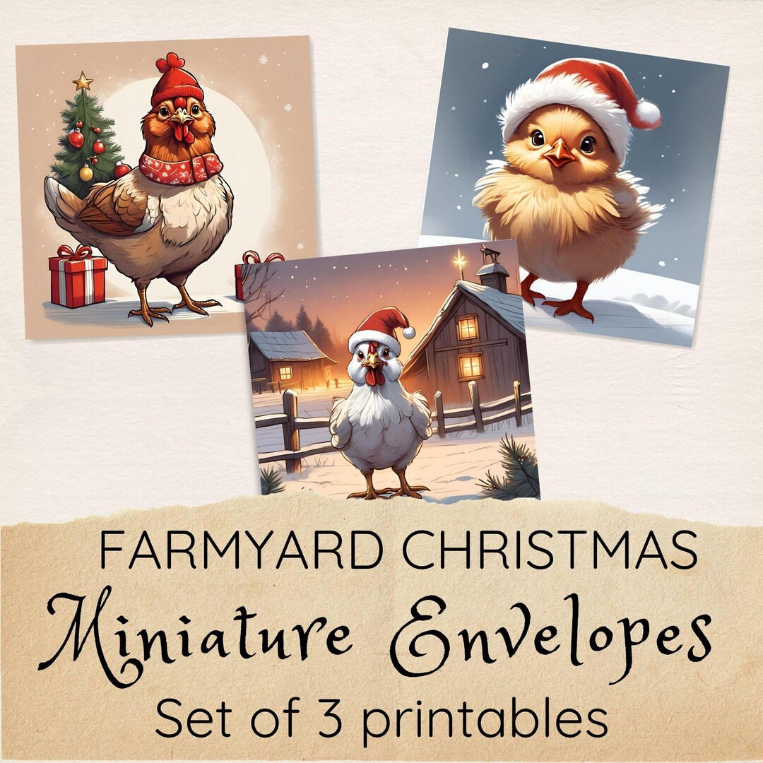 Christmas on the Farm Printables, Cute Chicken Printable Envelope, Mini ...