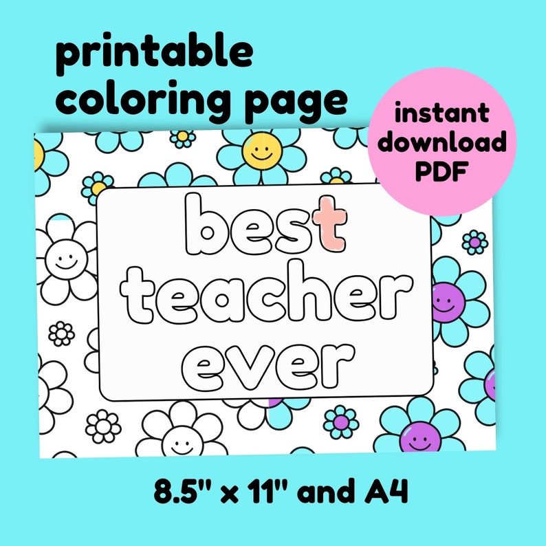 Best Teacher Appreciation Gift Printable, Kids Coloring Page, Colouring ...