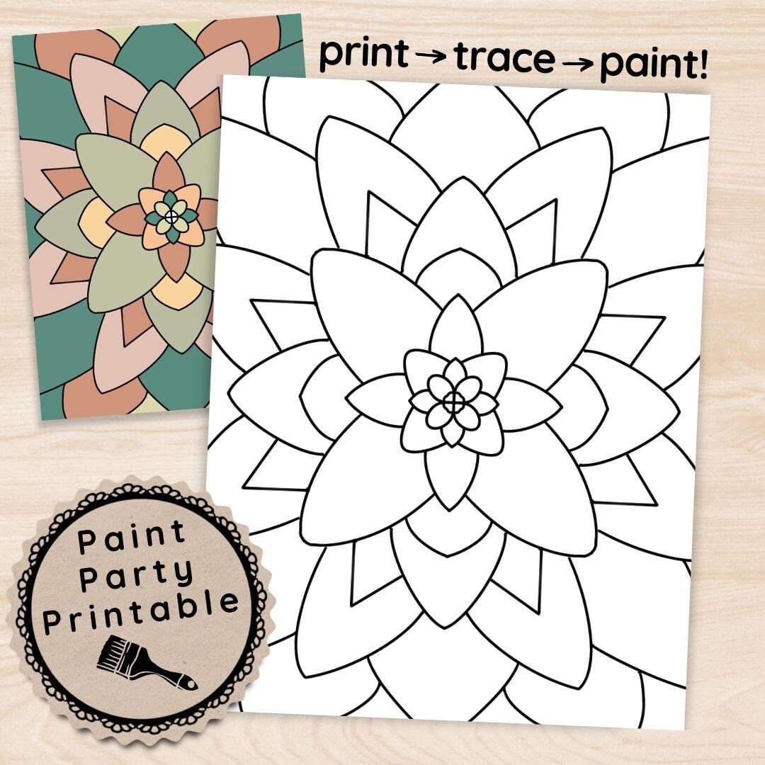 Meditation Sip & Paint Stencil Kit, Floral Mandala DIY Painting ...