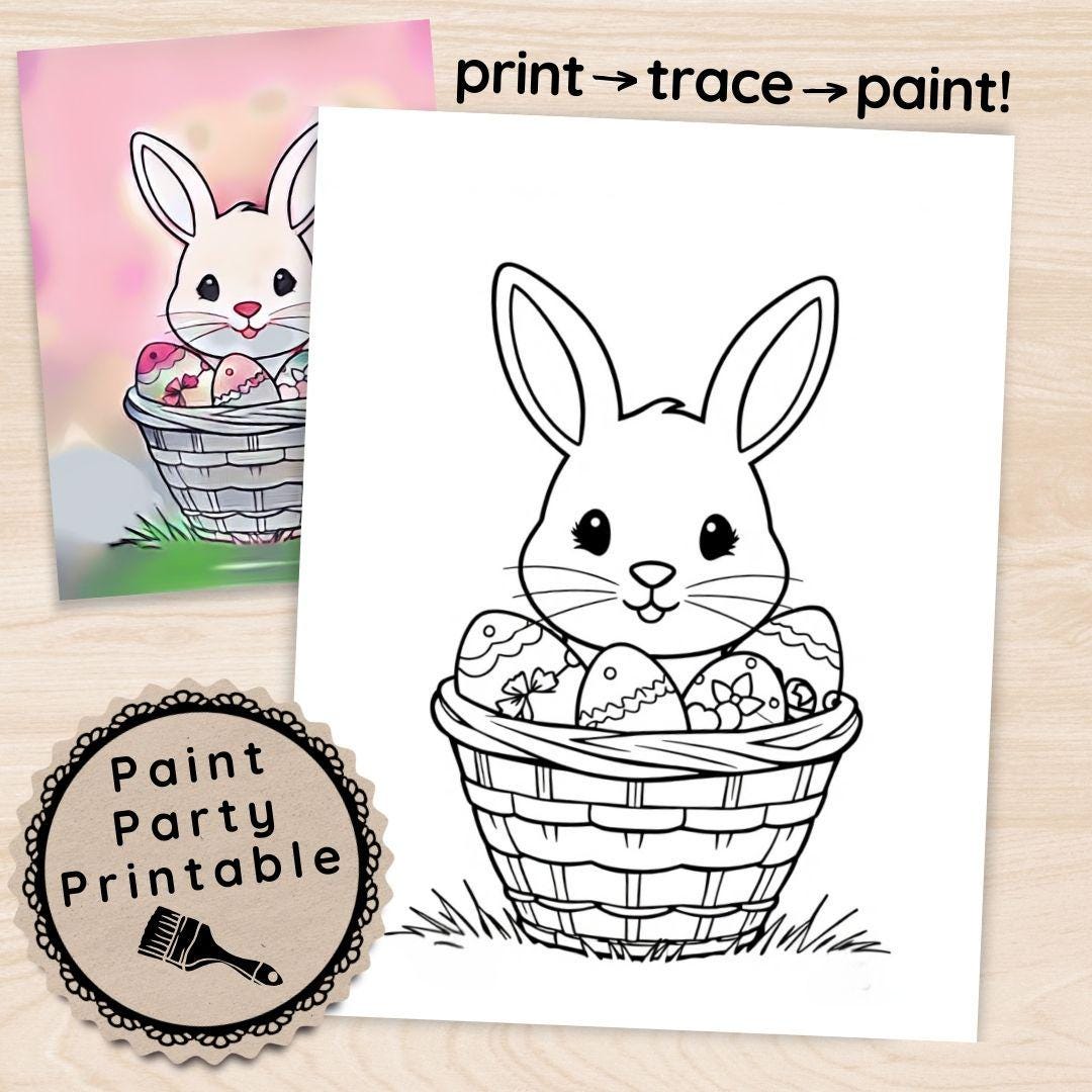 Paint and Sip for Kids Party Toolkit With Instructions, Easter Bunny ...