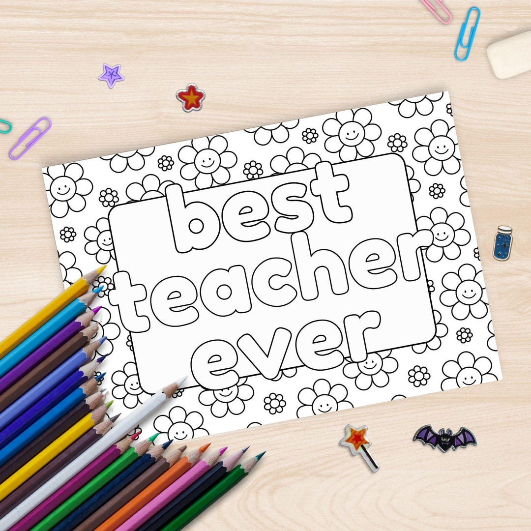 Best Teacher Appreciation Gift Printable, Kids Coloring Page, Colouring ...