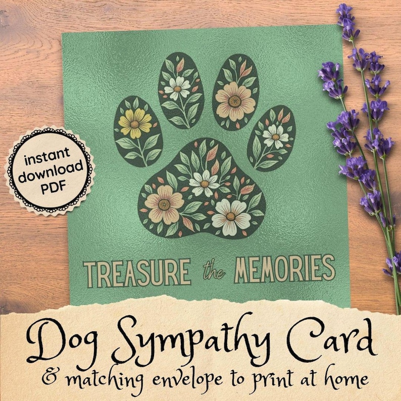 Dog Sympathy Card Printable, Loss of Dog, Pet Bereavement Card ...