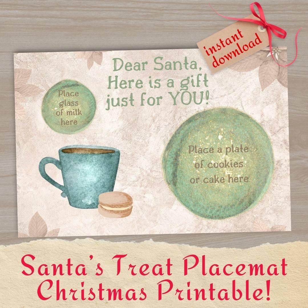 Printable Santa Cookie Tray, Christmas Cookie Placemat, Dear Santa Tray ...
