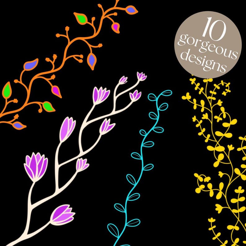 Procreate Brush Stamp Bundle: Hand-drawn Botanical Vines, Fine Line ...