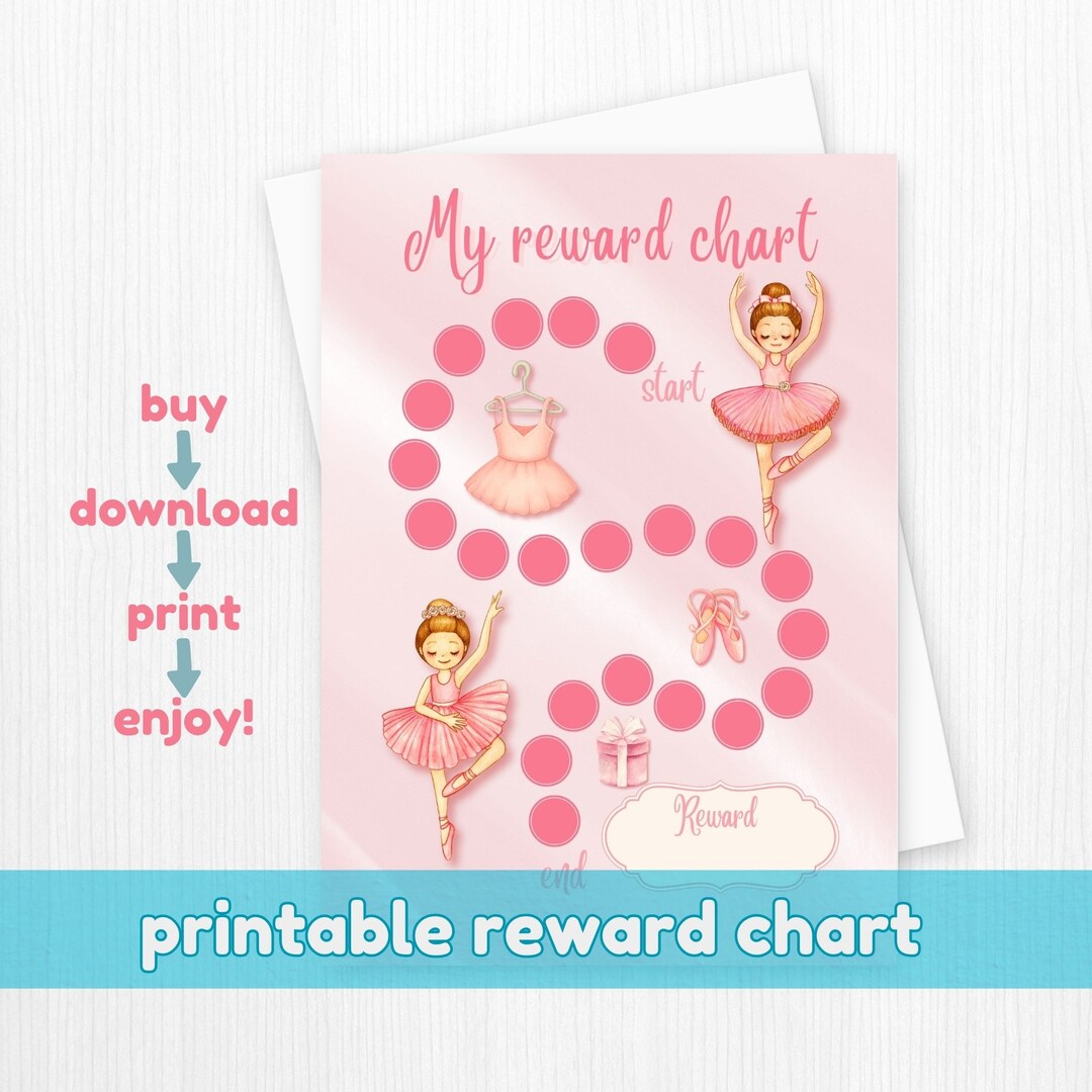 Printable Reward Chart, Ballerina Reward Chart Pink, Toddler Potty ...